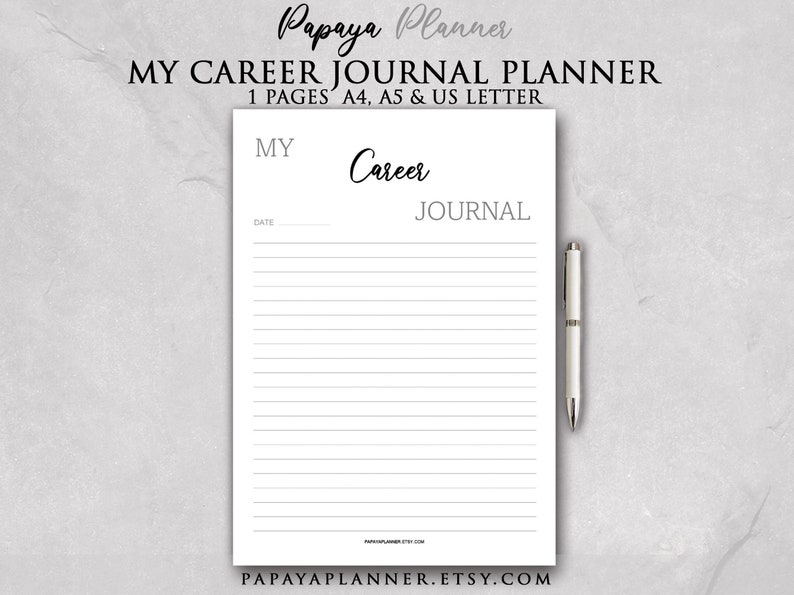 Career Journal Planner - Printable Planner, Business Template, Digital ...