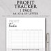 Profit Tracker - Printable Planner, Financial Template, Bill Plan ...