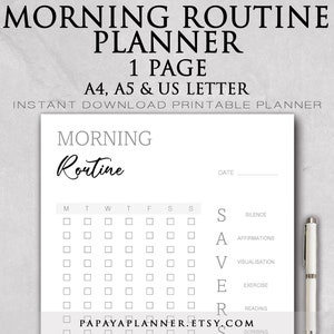 Morning Routine - Printable Planner, Productivity Planner, Habit ...