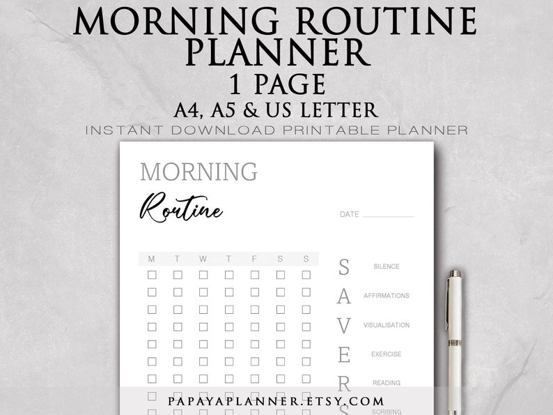 Morning Routine - Printable Planner, Productivity Planner, Habit ...