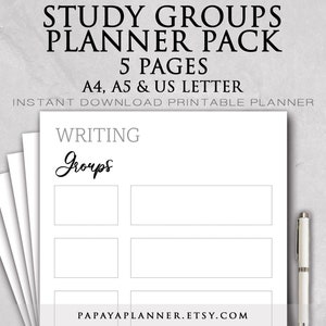 Study Groups Pack - Printable Planner, Education Template, Study Plan ...