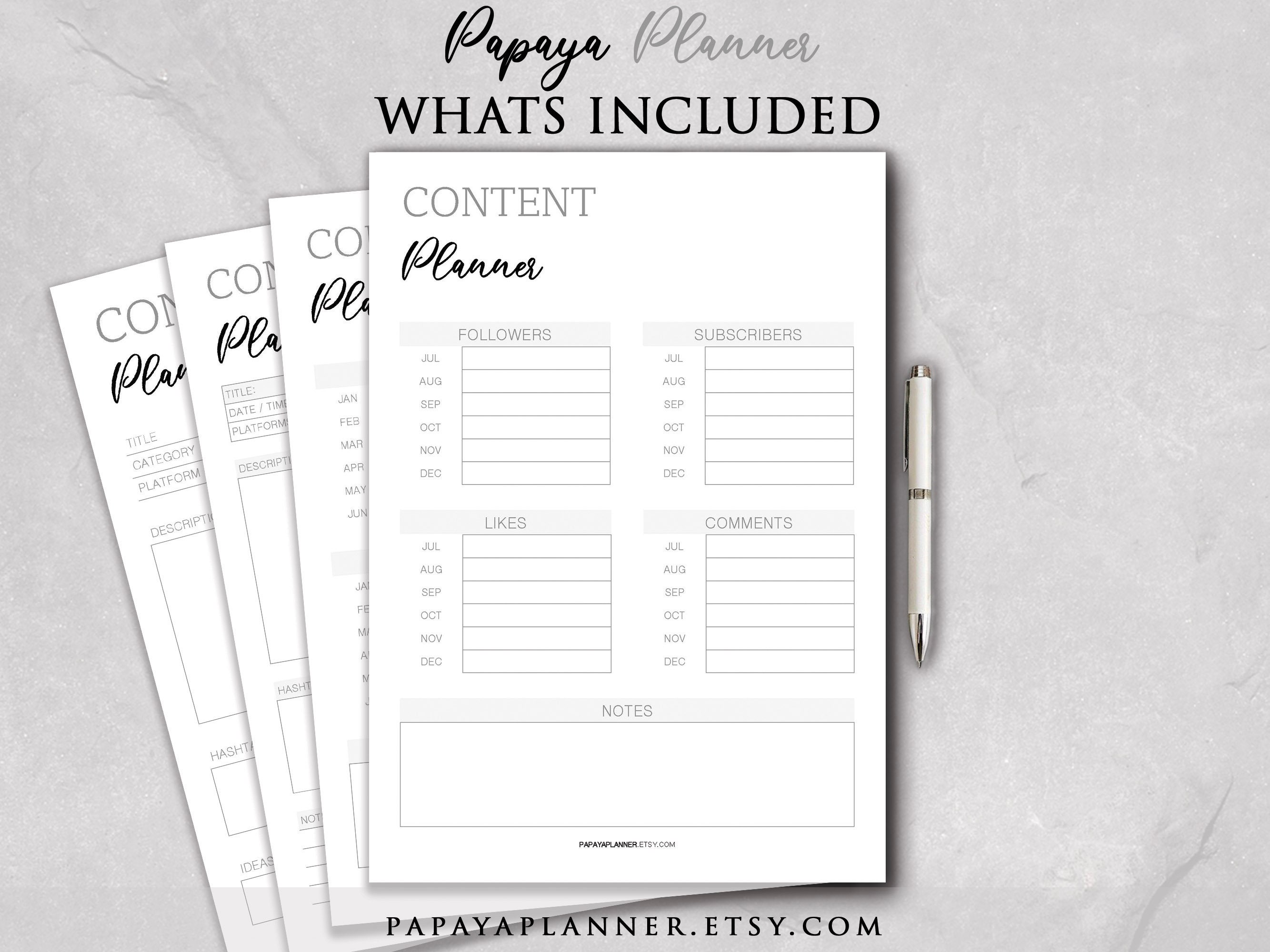 Content Planner Pack - Printable Planner, Personal Planner, Social ...