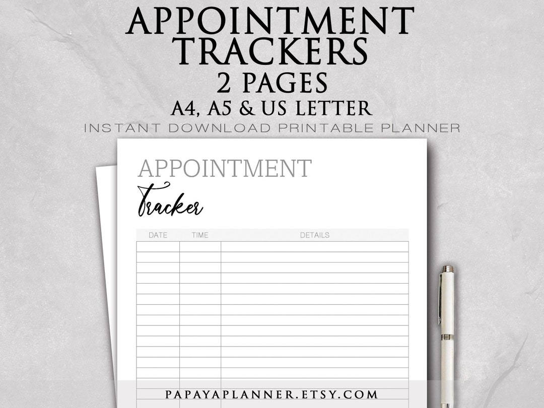 Appointment Trackers - Printable Planner, Business Template, Digital ...