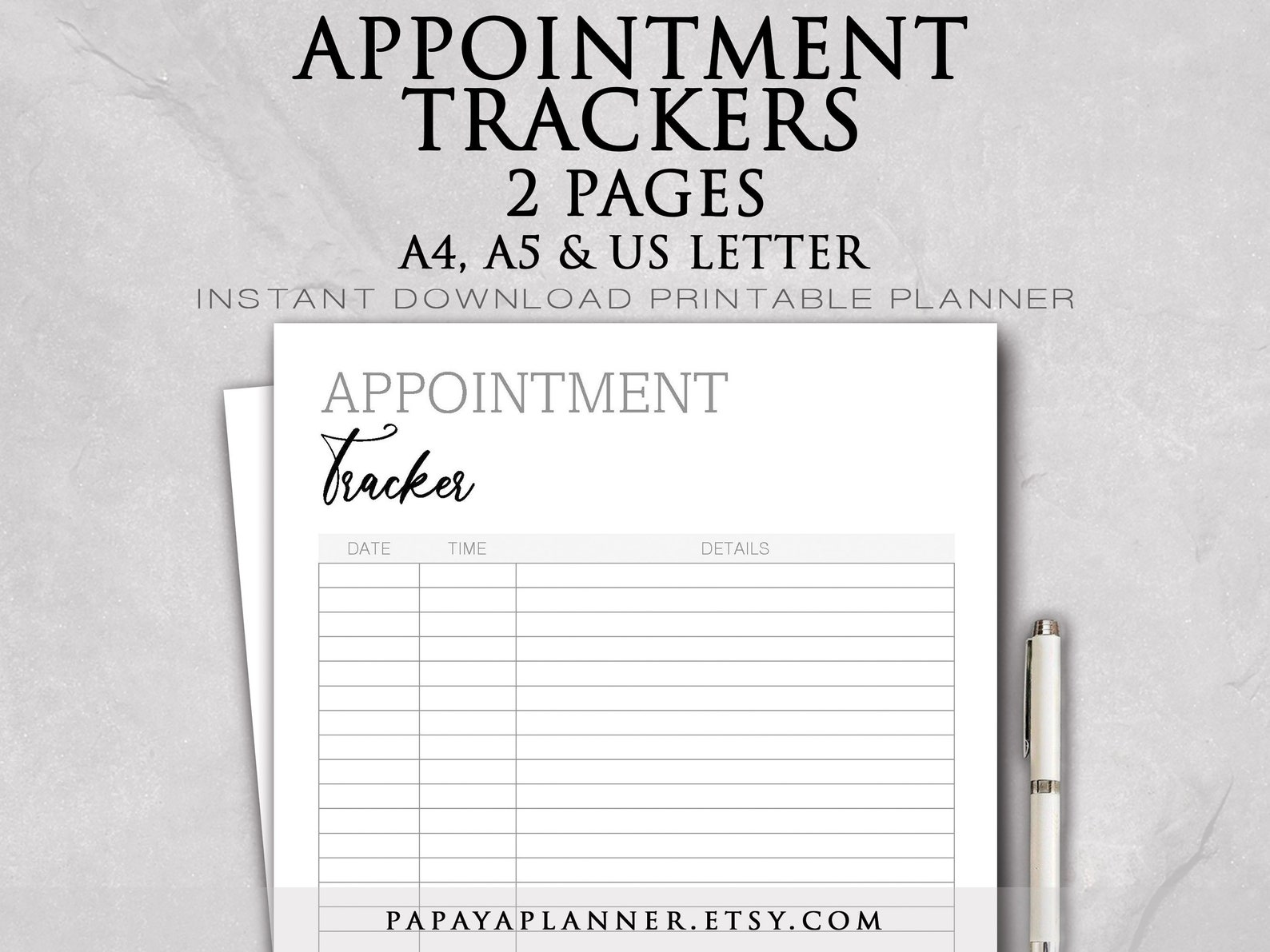 Appointment Trackers Printable Planner, Business Template, Digital Plan ...