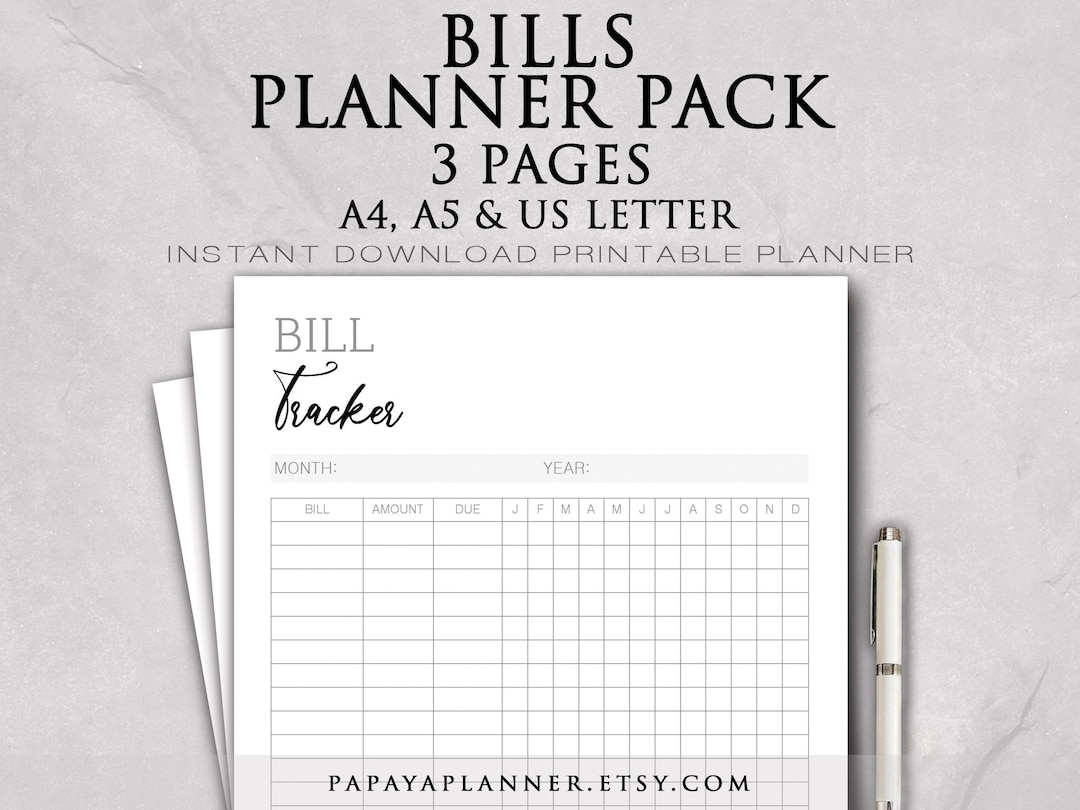 Bills Planner Pack - Printable Planner, Financial Template, Bill Plan ...