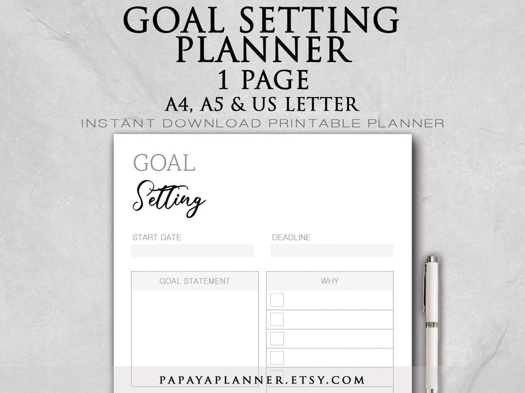 Goal Setting Planner - Printable Planner, Productivity Planner, Habit ...