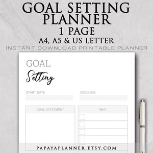 Goal Setting Planner - Printable Planner, Productivity Planner, Habit ...