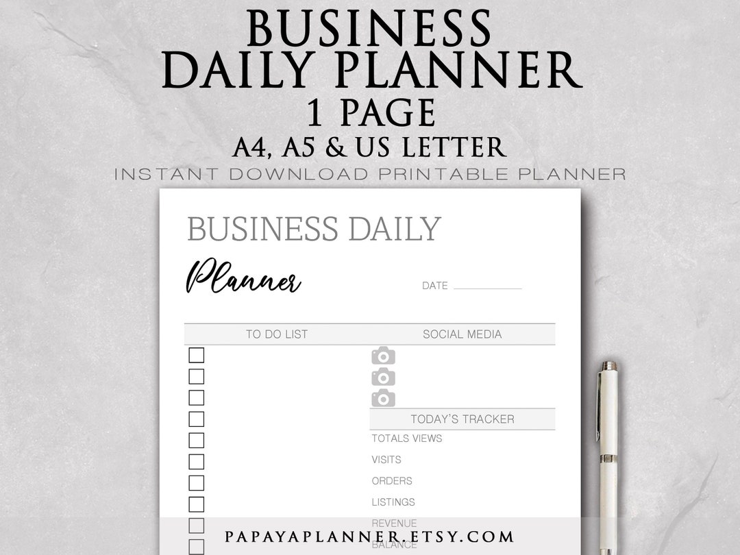 Business Daily Planner - Printable Planner, Business Template, Digital ...