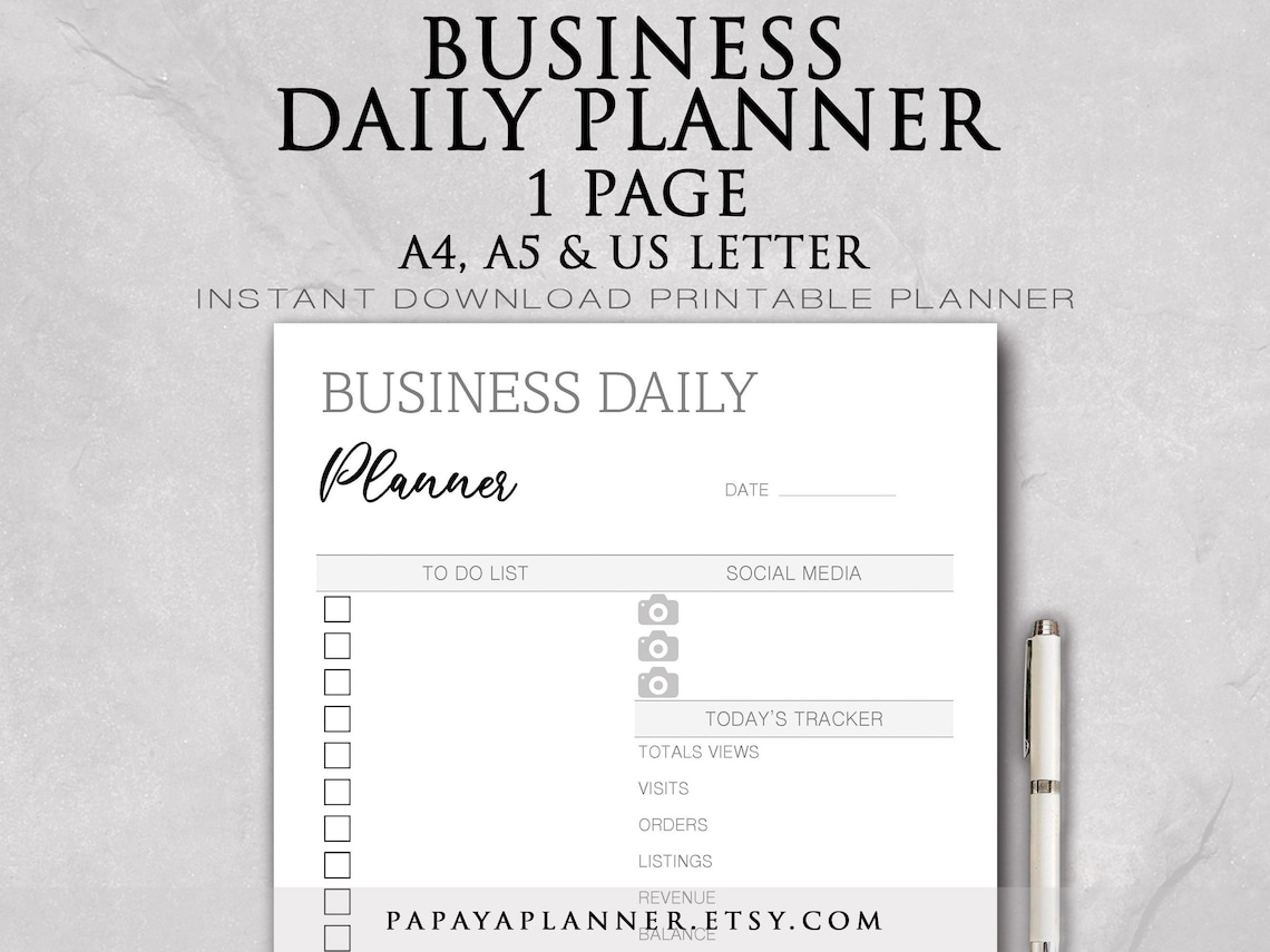 Business Daily Planner - Printable Planner, Business Template, Digital ...