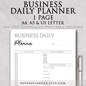 Business Daily Planner - Printable Planner, Business Template, Digital ...