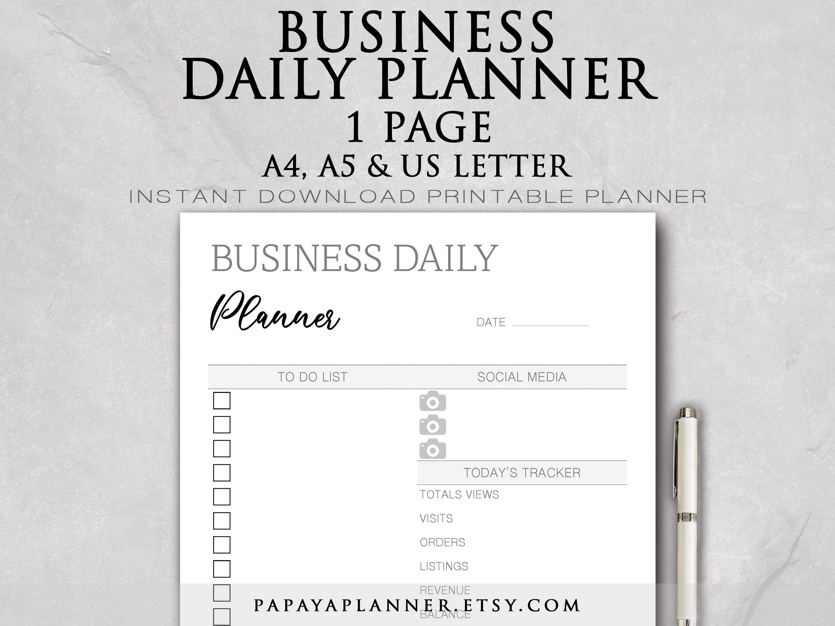 Business Daily Planner - Printable Planner, Business Template, Digital ...
