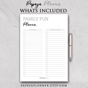 Family Fun Planner - Printable Planner, Household Planner, Personal ...