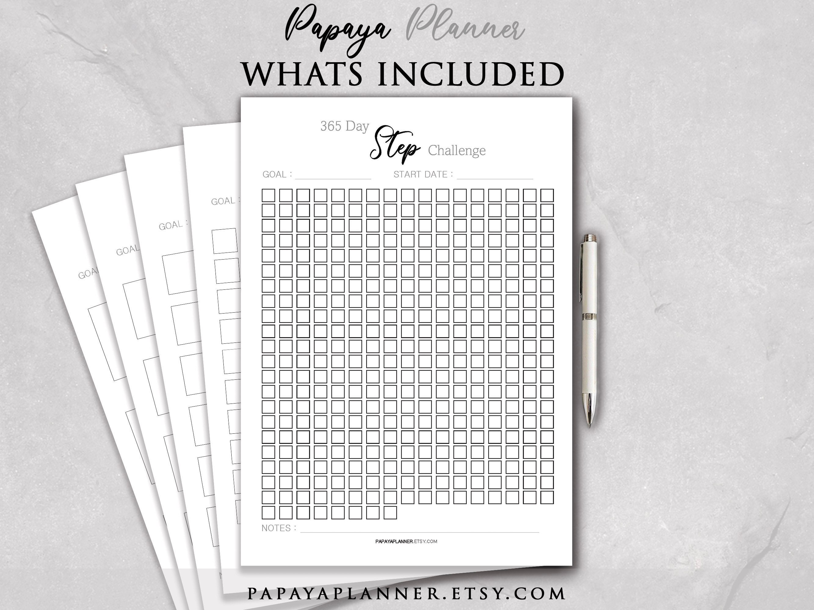Steps Challenge Pack - Printable Planner, Fitness Template, Meal Plan ...