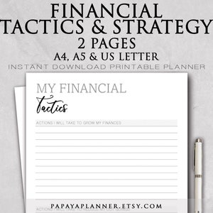 Financial Tactics & Strategy - Printable Planner, Bills Template ...