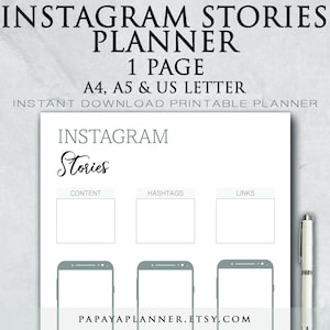 Instagram Stories Printable Planner, Personal Planner, Social Media ...