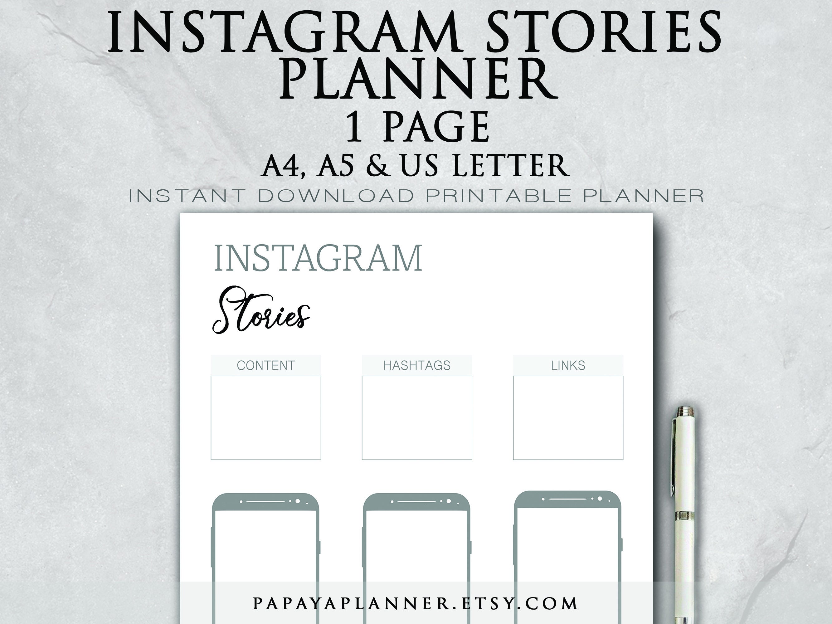 Instagram Stories Printable Planner, Personal Planner, Social Media ...