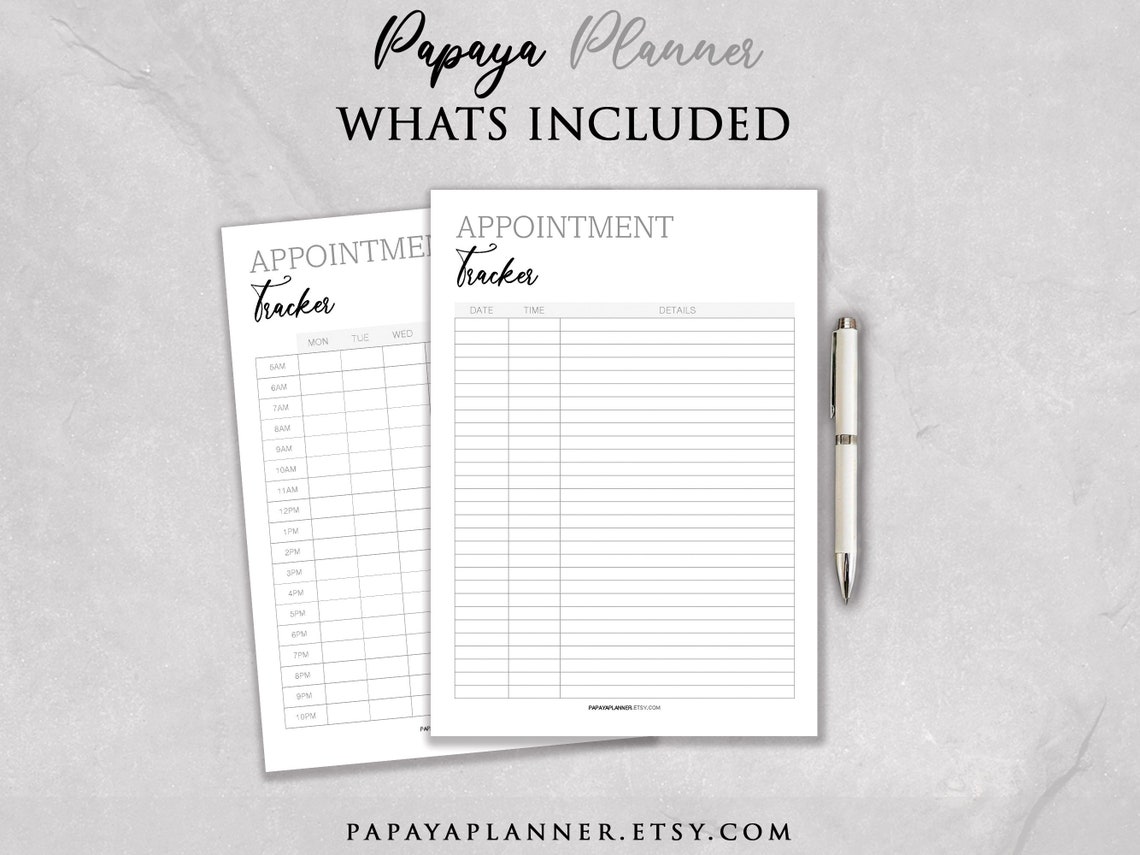 Appointment Trackers Printable Planner, Business Template, Digital Plan ...