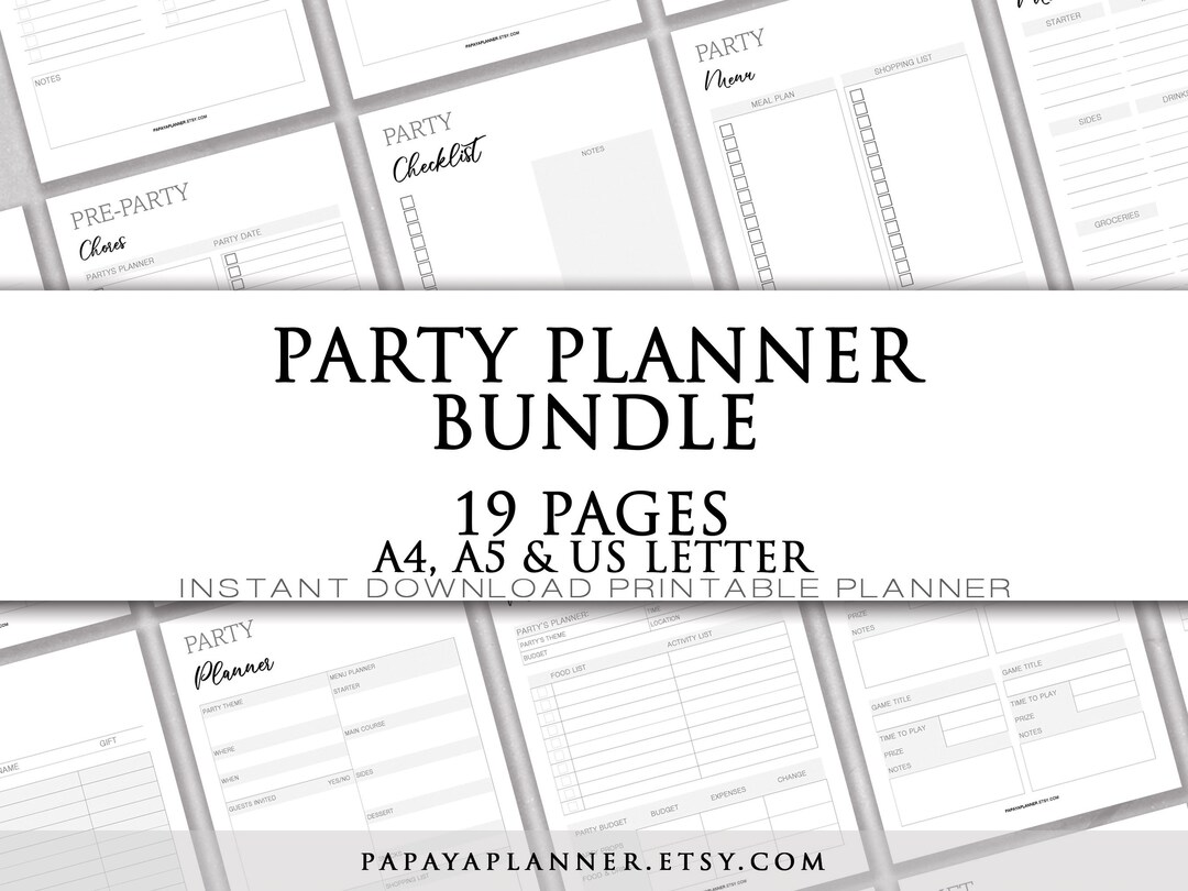 Party Planner Set - 19 Pages - Printable Planner, Personal Planner ...