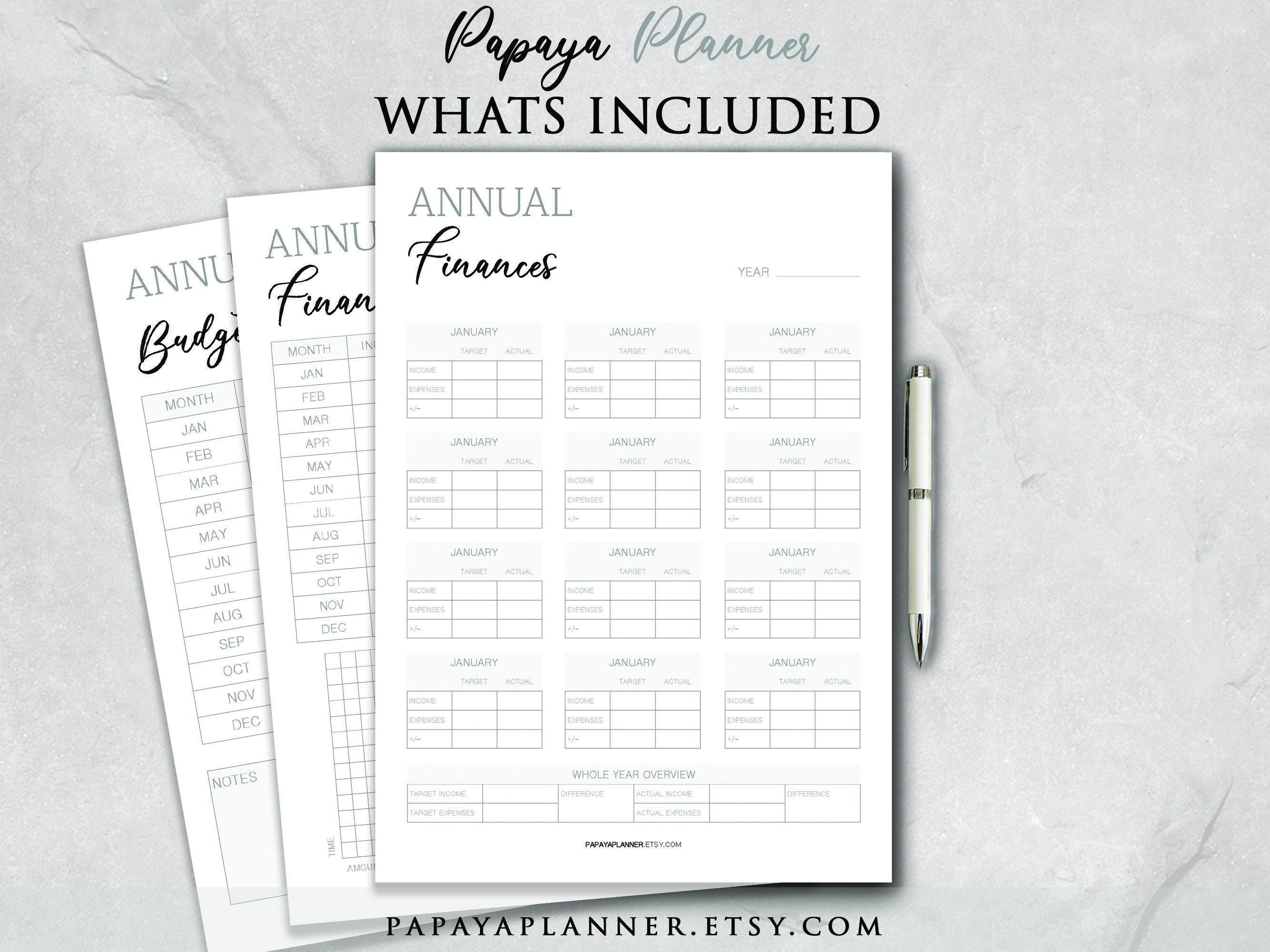 Annual Budget Pack Printable Planner, Financial Template, Bill Plan ...