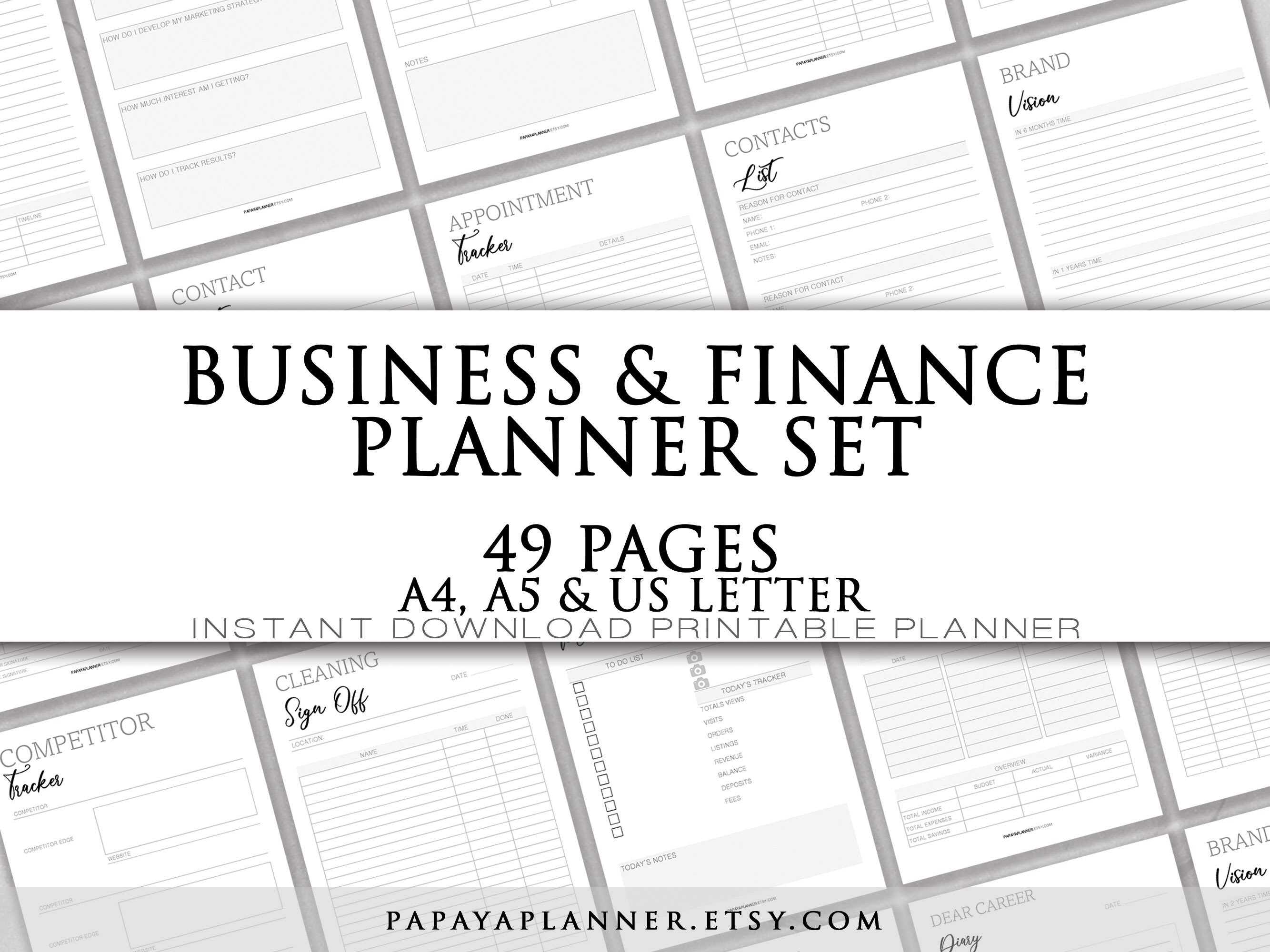 Business & Finance Set 49 Pages Printable Planner, Personal Planner ...