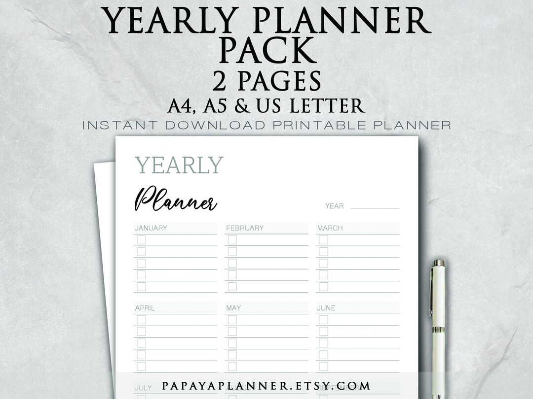 Yearly Planners Printable Planner, Productivity Planner, Habit Tracker ...