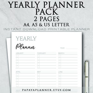 Yearly Planners Printable Planner, Productivity Planner, Habit Tracker ...