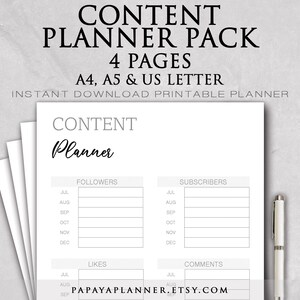 Content Planner Pack - Printable Planner, Personal Planner, Social ...