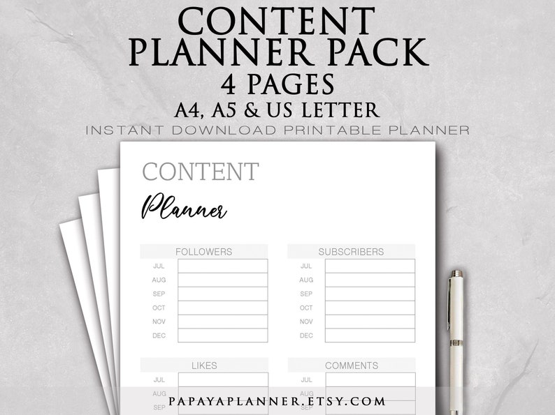 Content Planner Pack - Printable Planner, Personal Planner, Social ...
