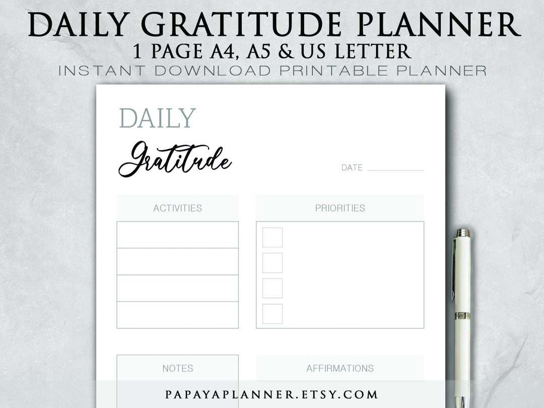 Daily Gratitude Planner Printable Planner, Personal Planner, Self ...