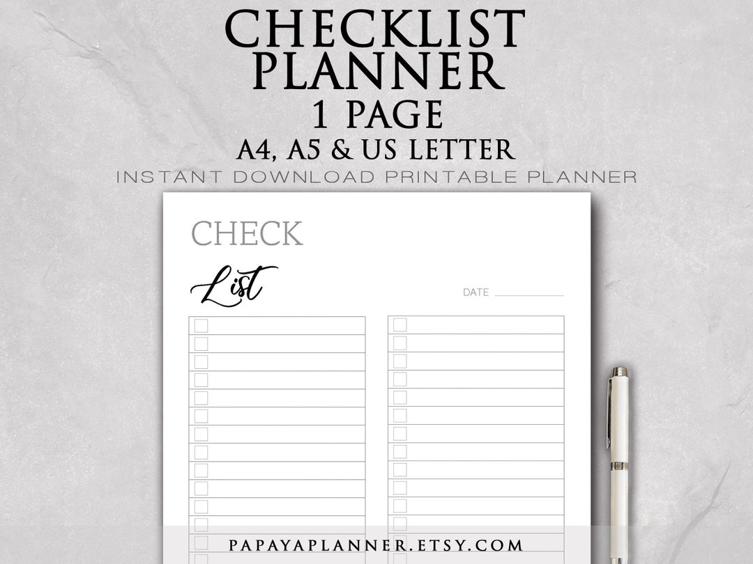 Checklist Tasks List - Printable Planner, Productivity Planner, Habit ...