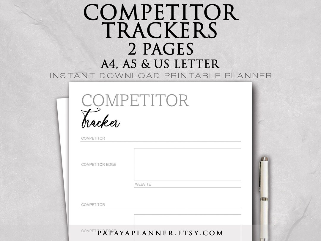 Competitor Trackers - Printable Planner, Business Template, Digital ...