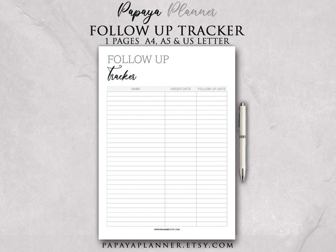Follow up Tracker Printable Planner, Business Template, Digital Plan ...