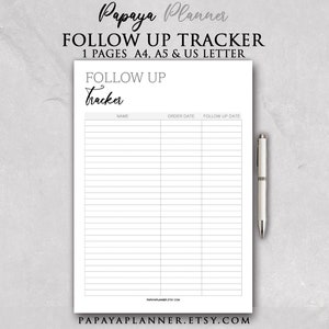 Follow up Tracker - Printable Planner, Business Template, Digital Plan ...