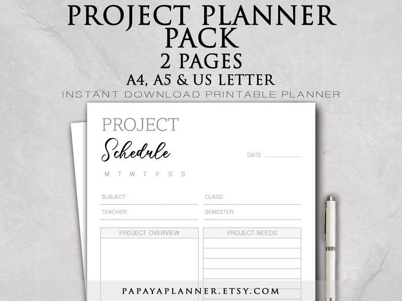Student Project Planners - Printable Planner, Education Template, Study ...