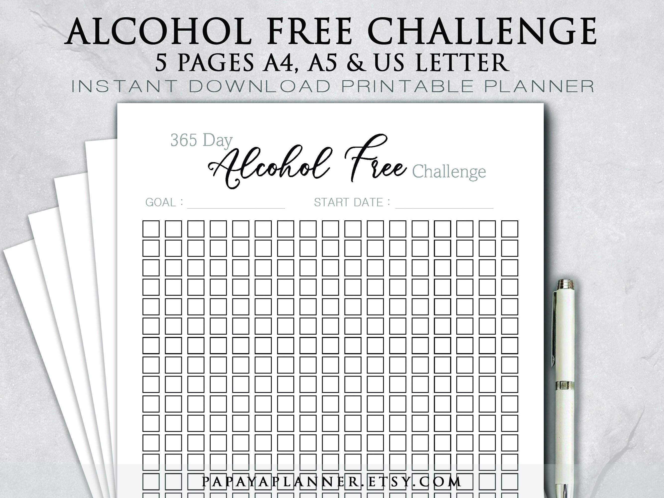 Alcohol Free Challenge Printable Planner, Health Planner, Wellness ...