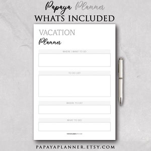 Vacation Planner - Printable Planner, Personal Planner, Leisure Planner ...
