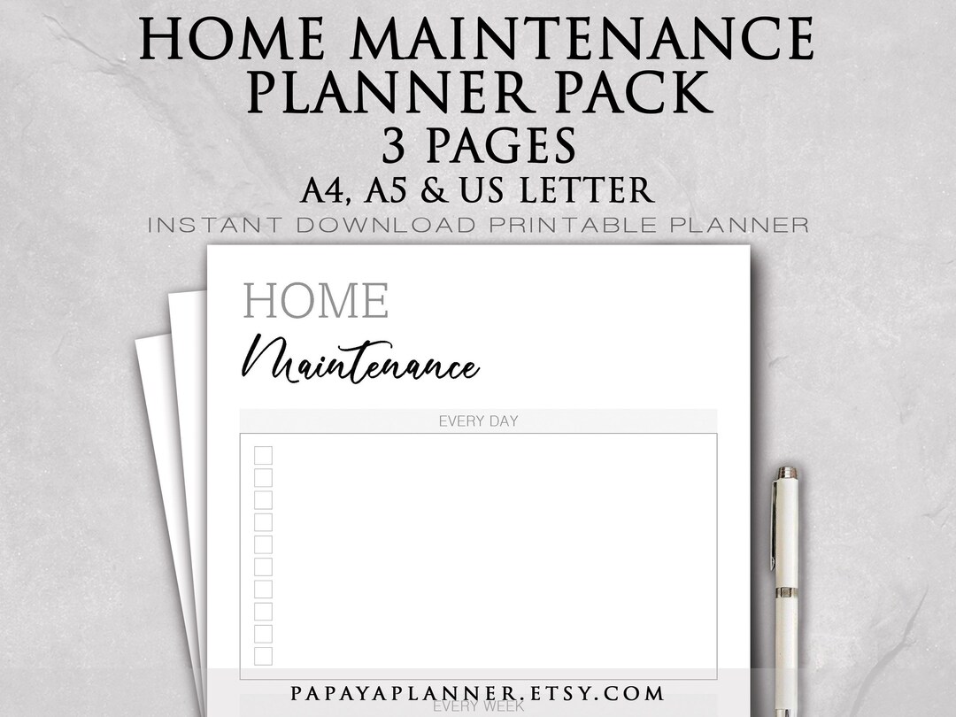 Home Maintenance Pack - Printable Planner, Household Planner, Personal ...