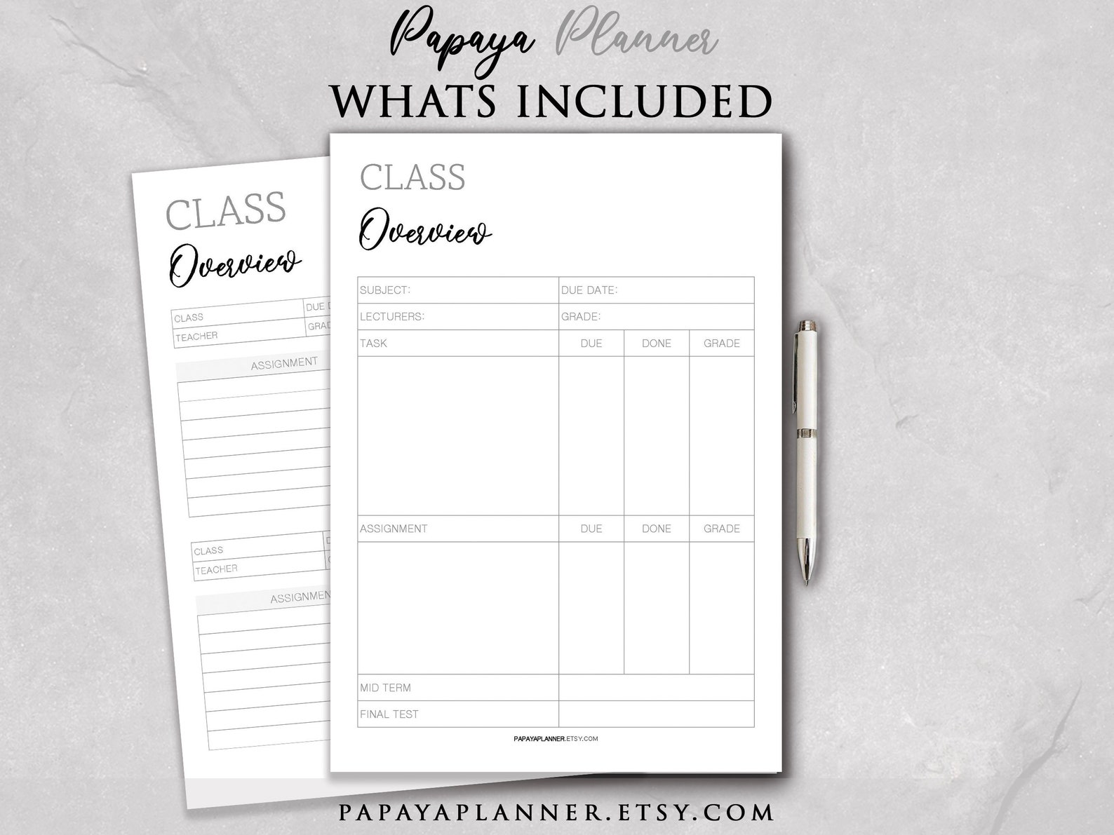 Class Overview Pack - Printable Planner, Education Template, Study Plan ...