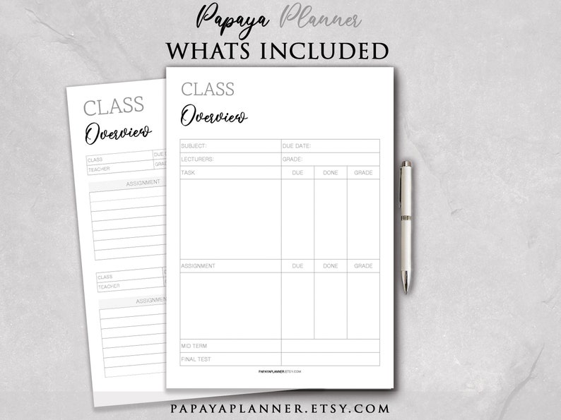 Class Overview Pack - Printable Planner, Education Template, Study Plan ...