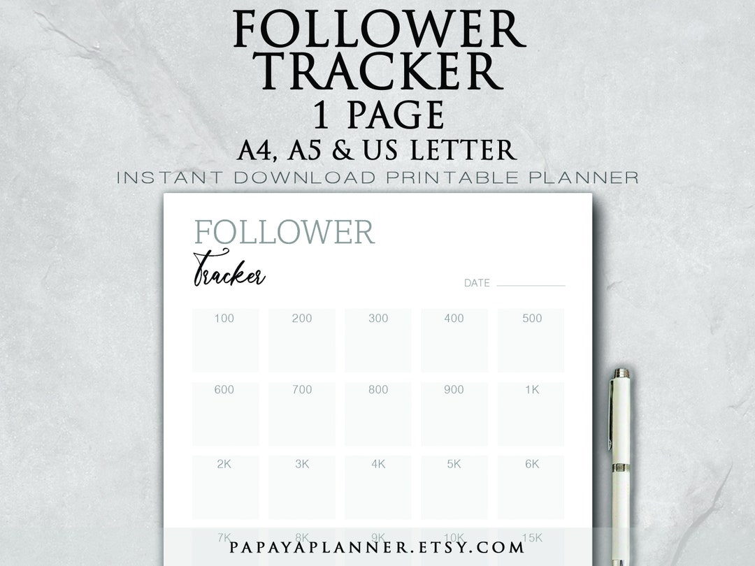Follower Tracker Printable Planner, Personal Planner, Social Media ...