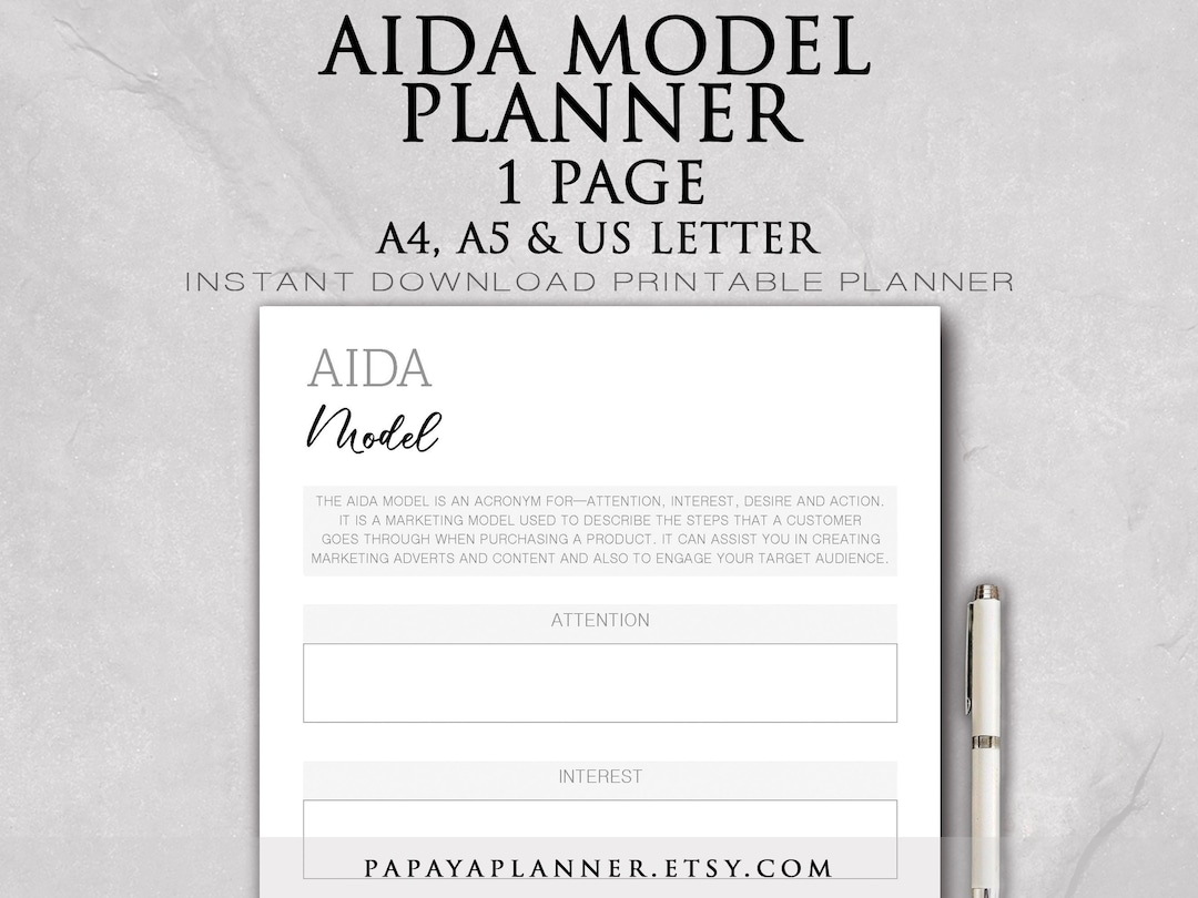 Aida Model Planner - Printable Planner, Personal Planner, Social Media ...