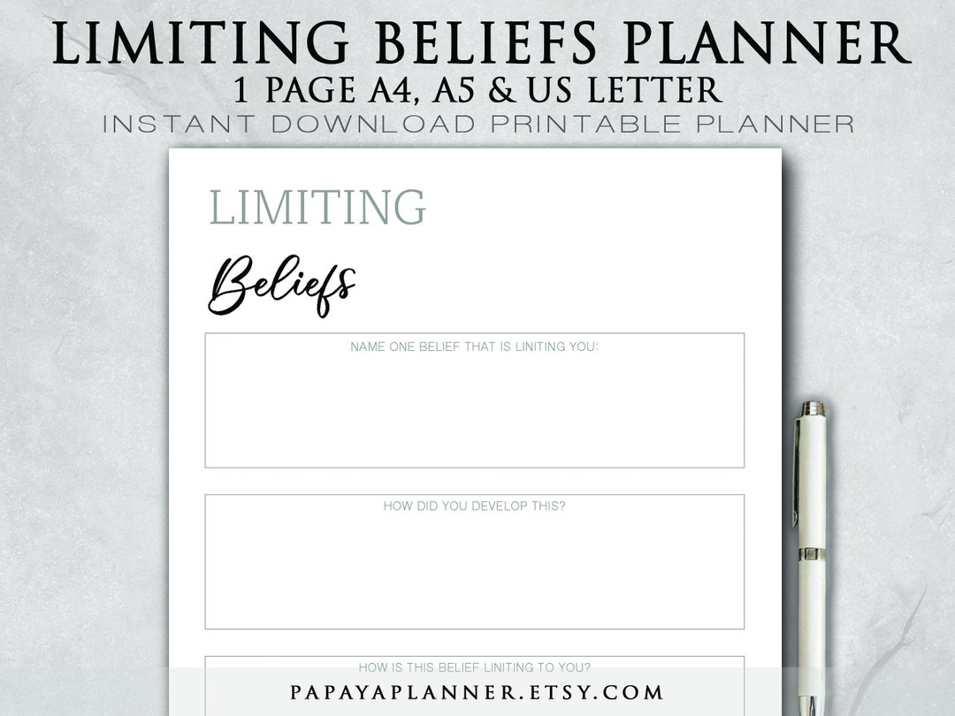 Limiting Beliefs Planner Printable Planner, Personal Planner, Self ...