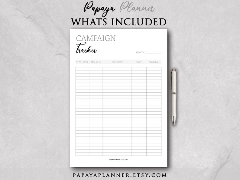 Campaign Tracker - Printable Planner, Personal Planner, Social Media ...