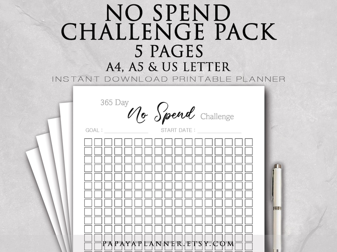 No Spend Challenge - Printable Planner, Financial Template, Bill Plan ...