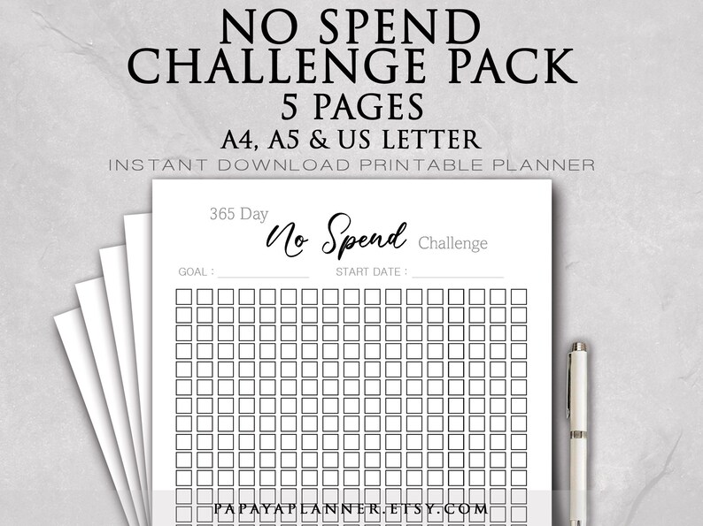 No Spend Challenge - Printable Planner, Financial Template, Bill Plan ...