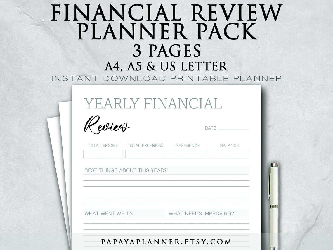 Financial Review Pack Printable Planner, Budget Template, Bill Plan ...