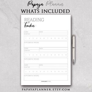 Reading Tracker - Printable Planner, Education Template, Study Plan ...