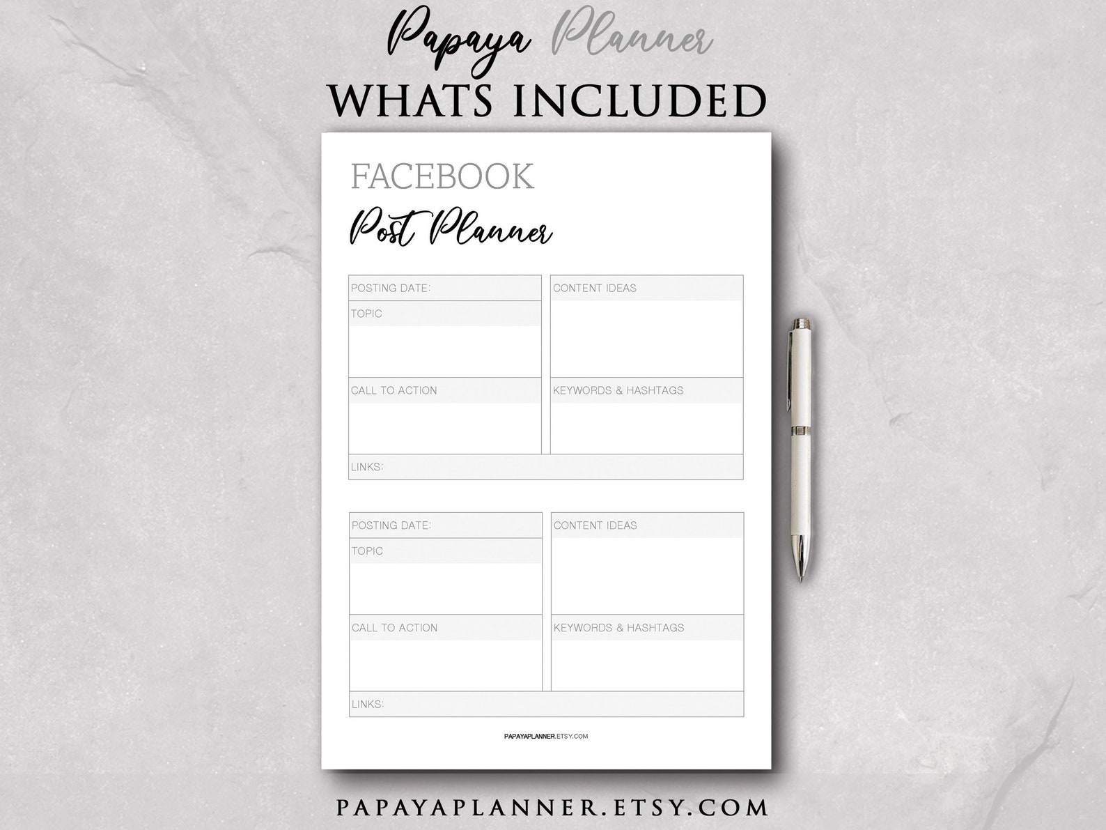 Facebook Post Planner - Printable Planner, Personal Planner, Social ...