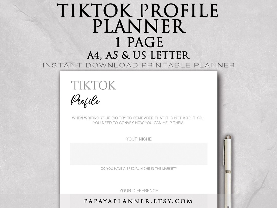 Tiktok Profile - Printable Planner, Personal Planner, Social Media ...