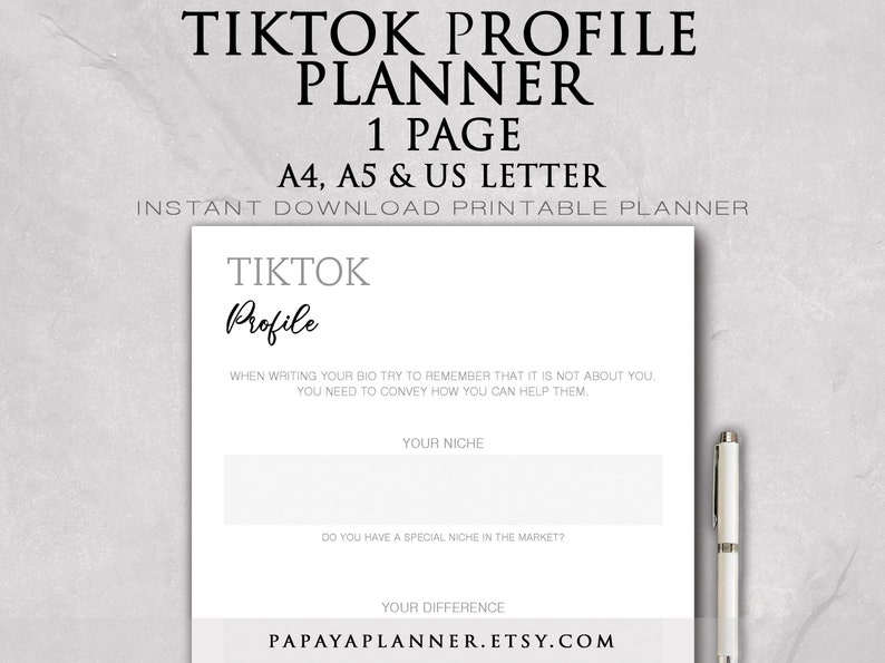 Tiktok Profile - Printable Planner, Personal Planner, Social Media ...
